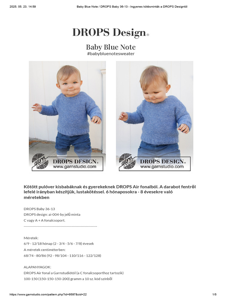 Baby Blue Note - DROPS Baby 36-13 - Ingyenes Kötésminták A DROPS ...