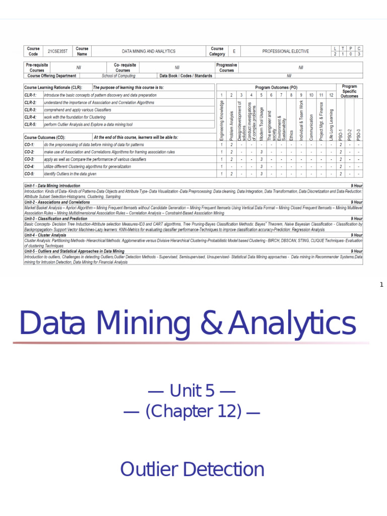 Unit 5 Lecture 1 Outlier Detection Pdf Outlier Cluster Analysis