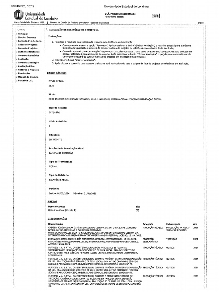 Anexo 4 Relatorio Anual Programa Extensao 2629 | PDF