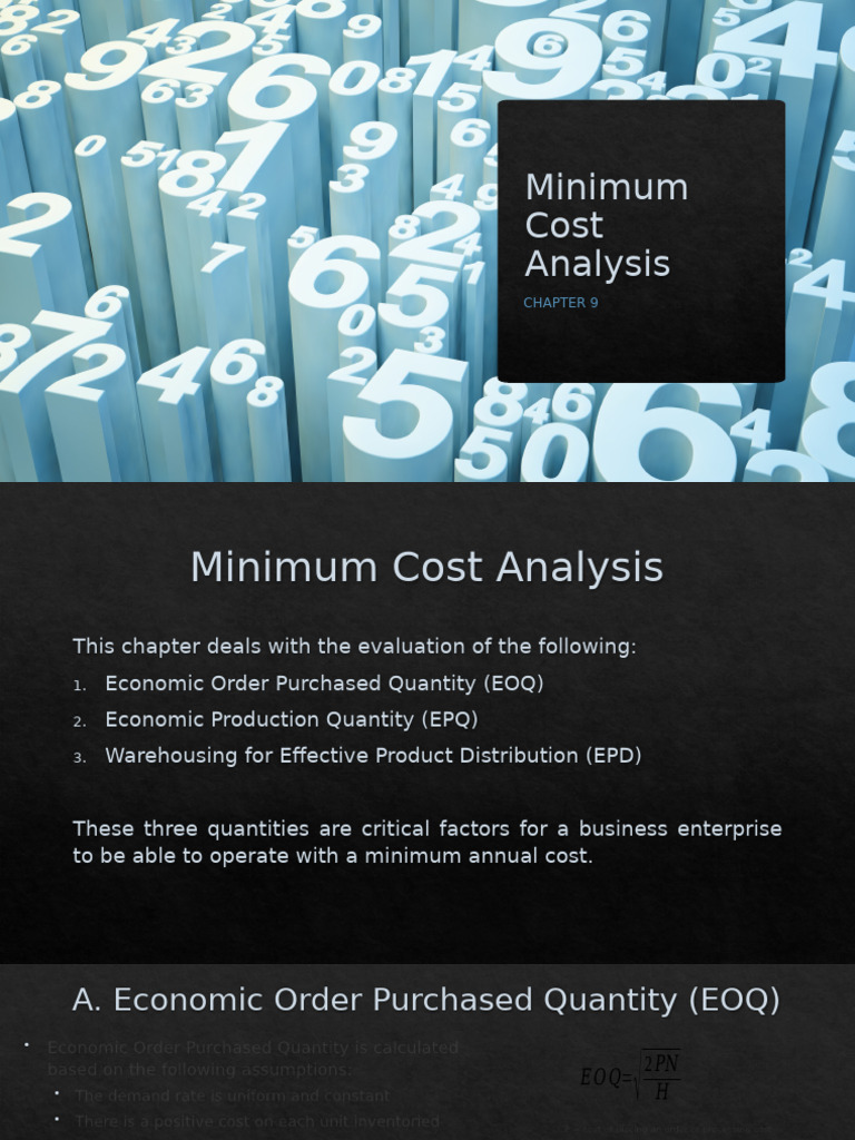 Chapter 9. Minimum Cost Analysis (1) | PDF | Inventory | Business