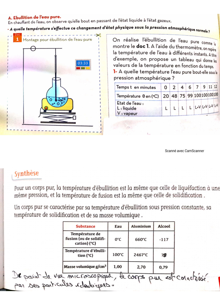 COURS 1ere AC - Le Corps Pur Et Ses Caractéristiques - Physique ...