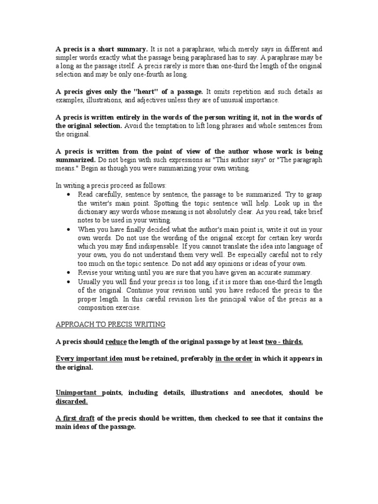 Precis Writing | PDF