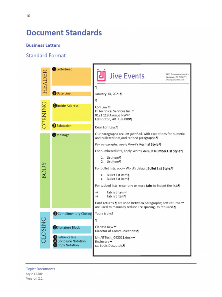 Standard Letter Format (From Typist) | PDF