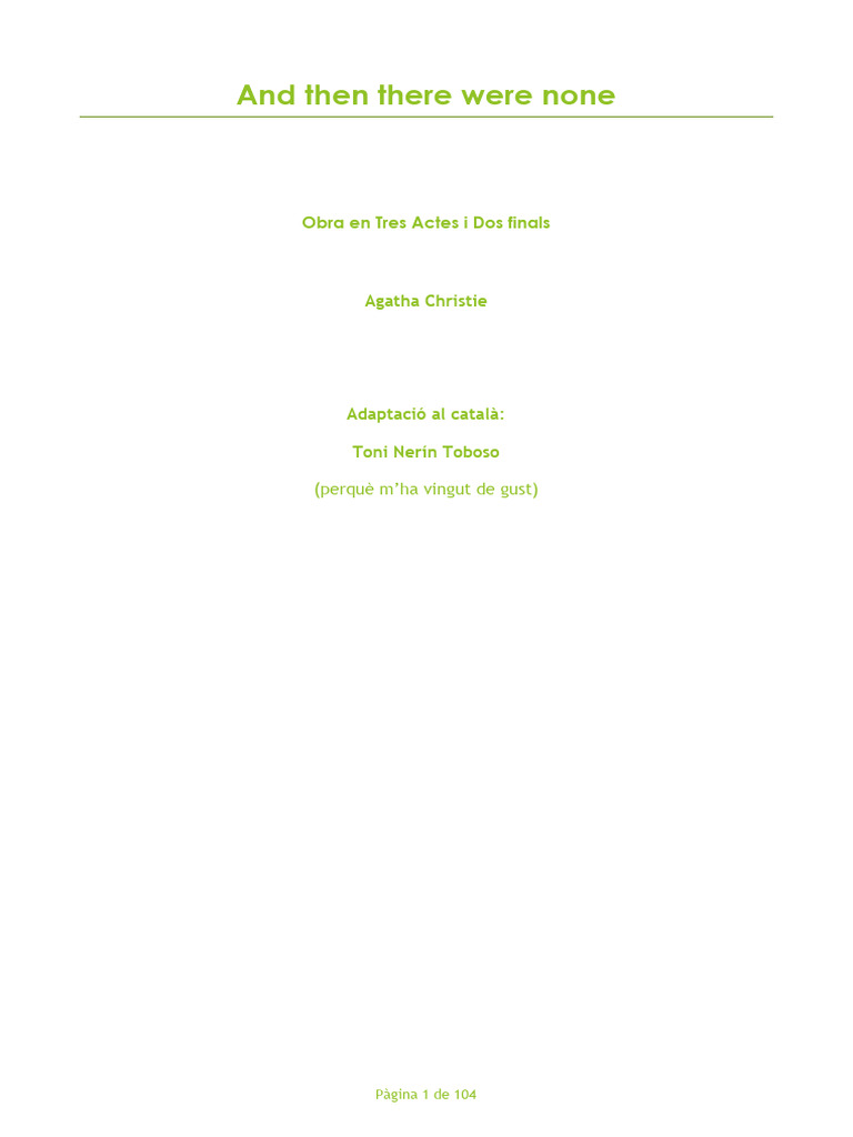 (Christie, Agatha) and Then There Were None (Català - 2 Finals) | PDF