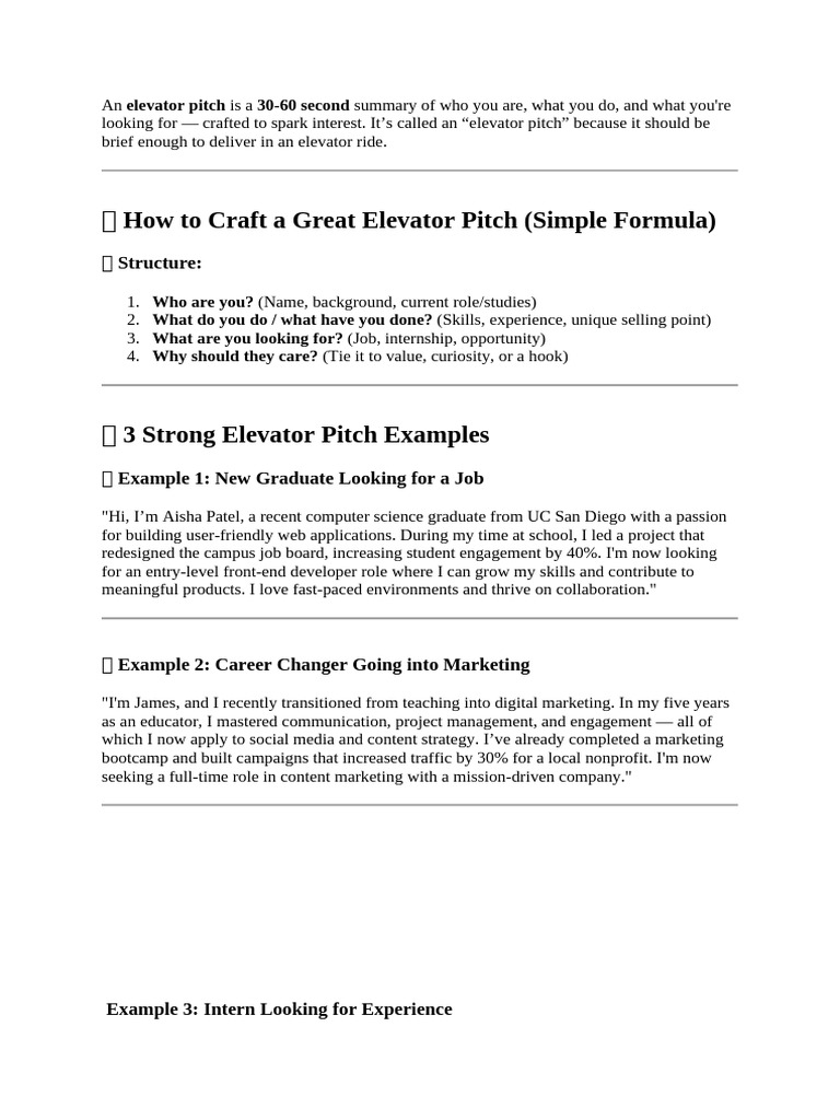 Elevator Pitch | PDF
