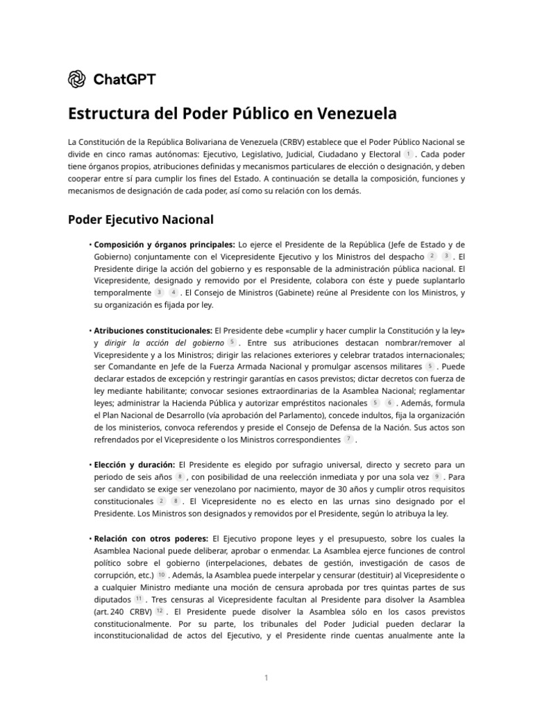 Estructura Del Poder Público en Venezuela | PDF | Judicaturas | Legislador