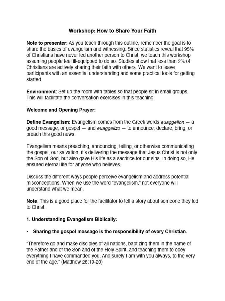 Faith Sharing Workshop Guide | PDF | Jesus | Eternal Life (Christianity)