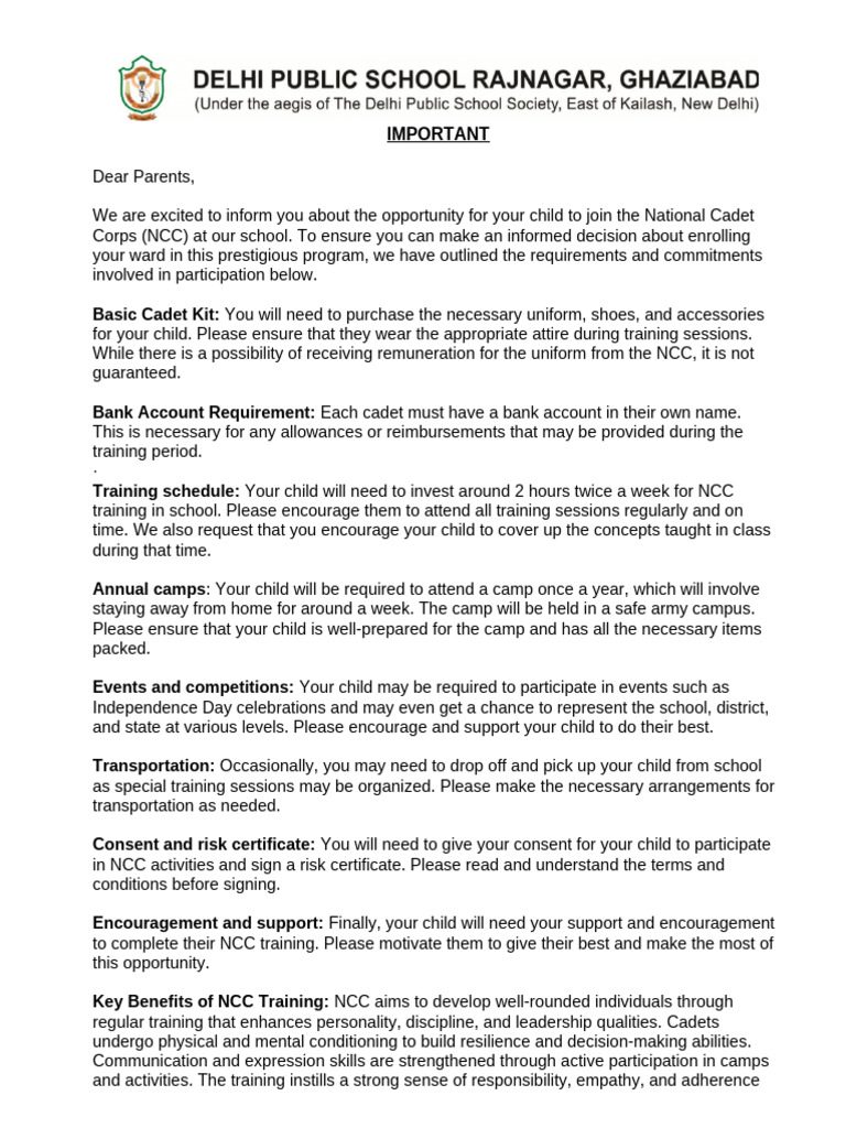 NCC Parental Consent Form Instructions | PDF | Disciplines ...