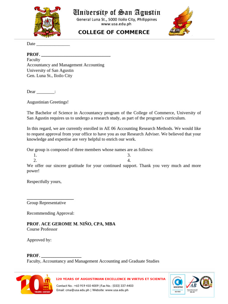 COC Letter For Research Adviser | PDF