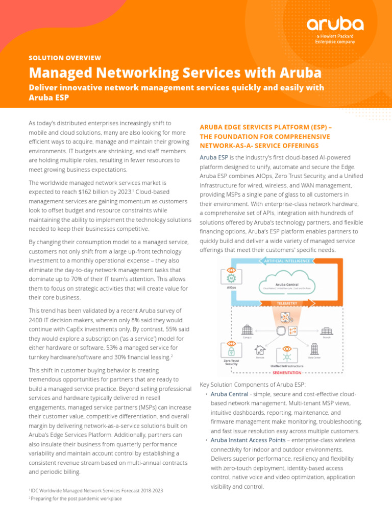 MSP Solution Overview With Aruba | PDF | Cloud Computing | Computing