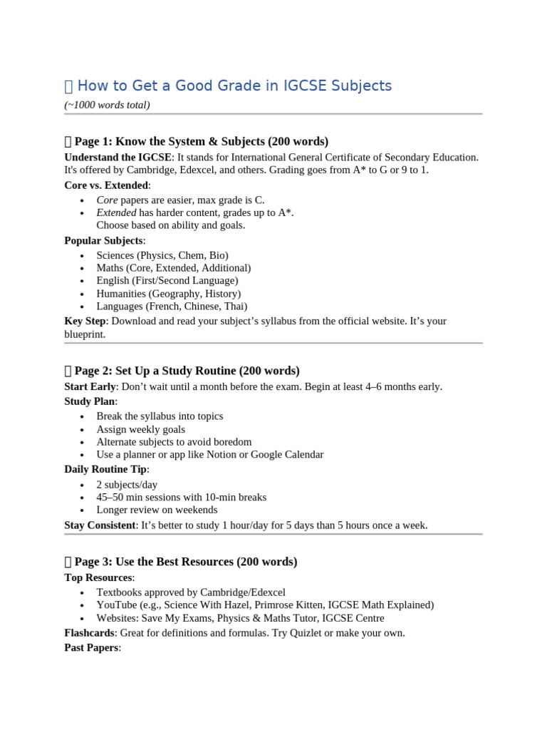 Tip On Igcse Within 1000 Words!!!! | PDF