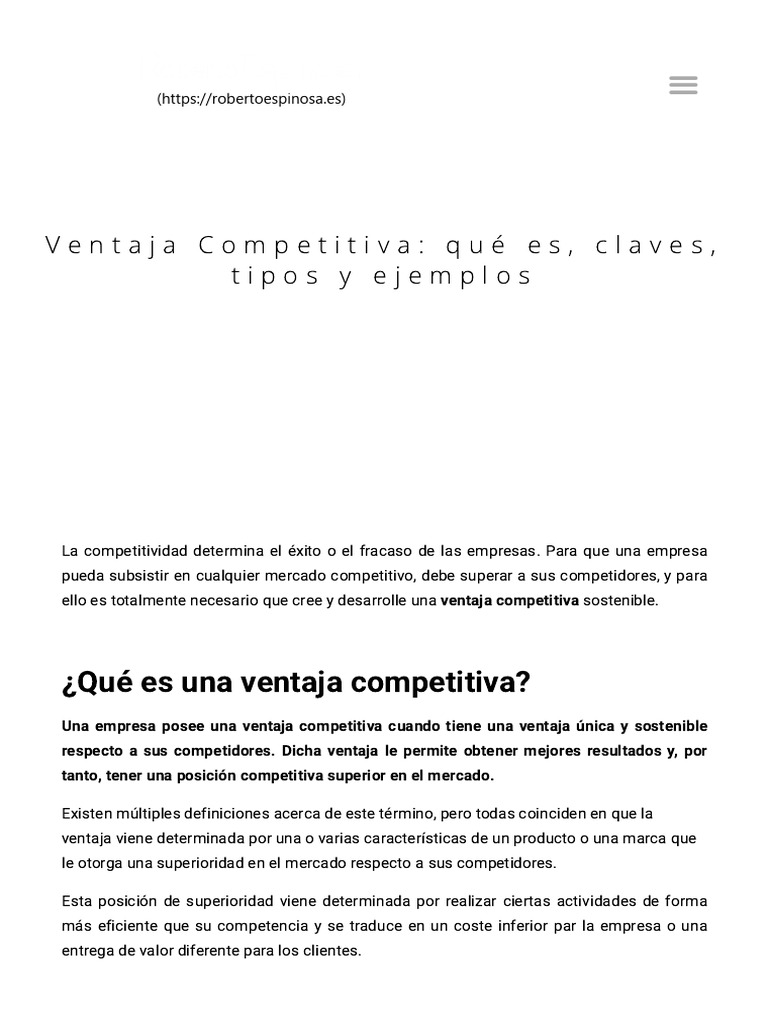 Ventaja Competitiva - Qué Es, Claves, Tipos y Ejemplos - Roberto ...
