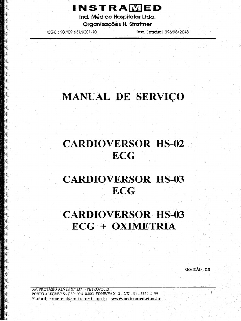 Cardioversor Instramed Hs02 Hs03 Hs03 Ecg Oximetria | PDF