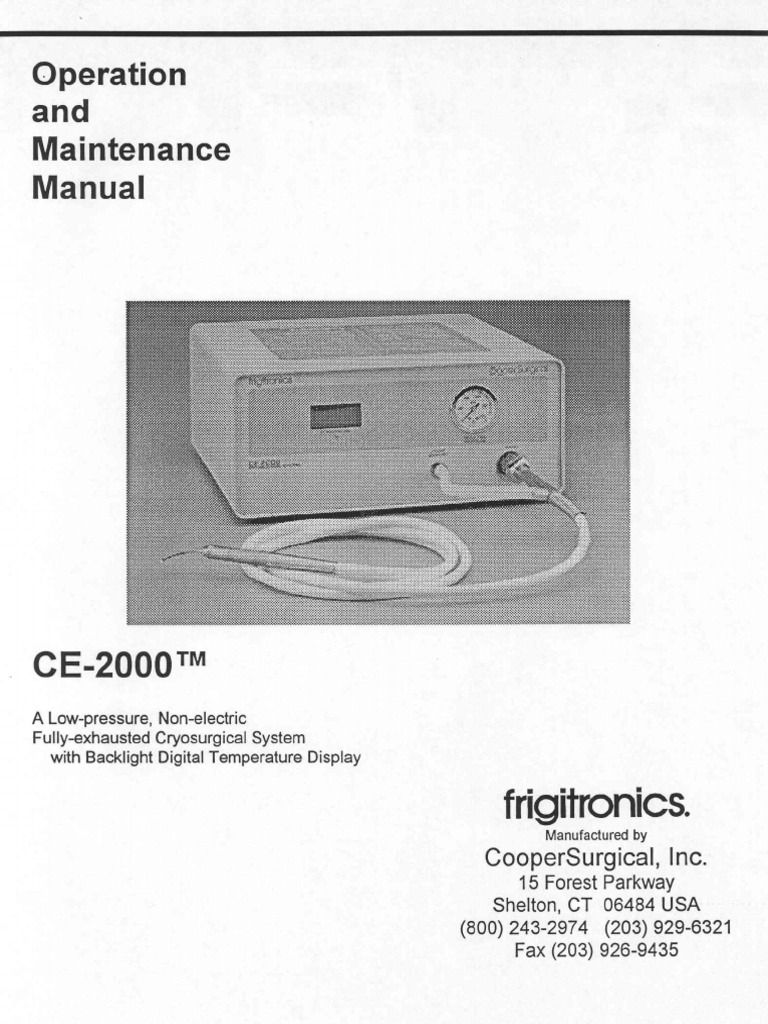 Coopersurgical Ce2000 Operation Maintenance Manual | PDF