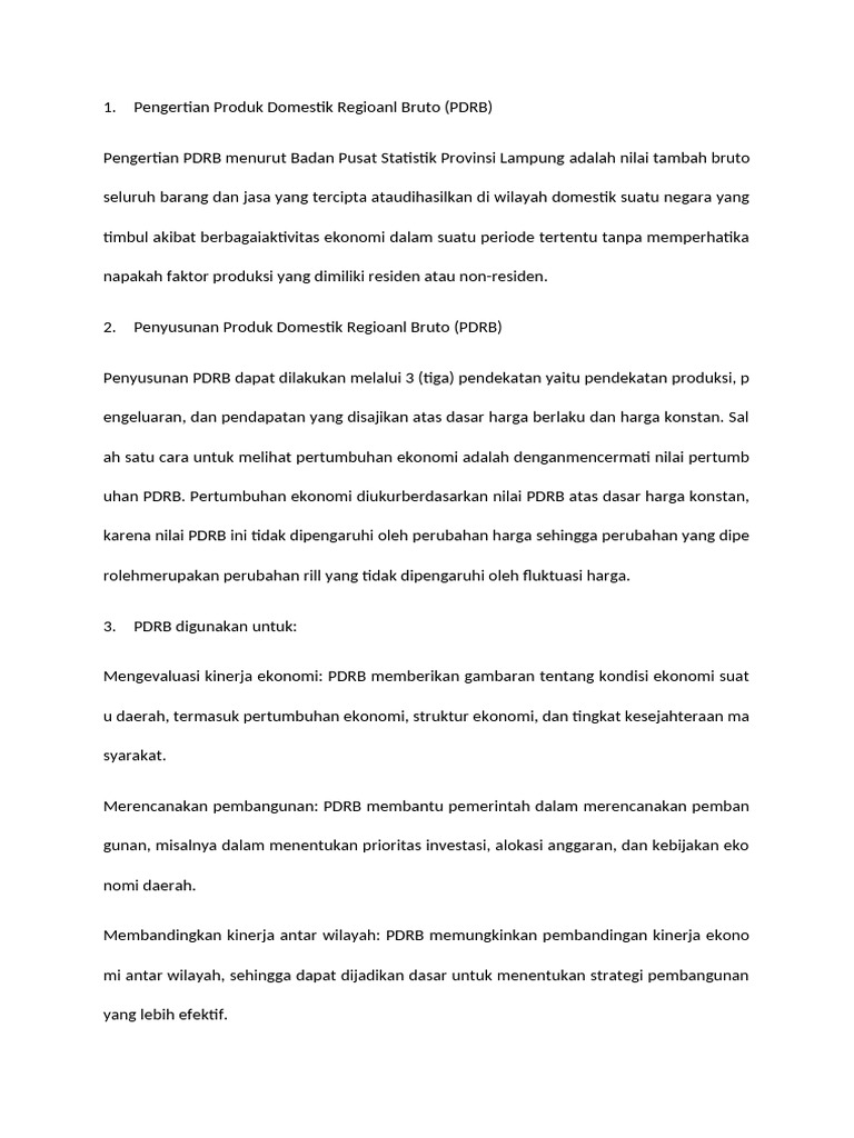 Pengertian, Fungsi, Dan Penyusunan PDRB | PDF