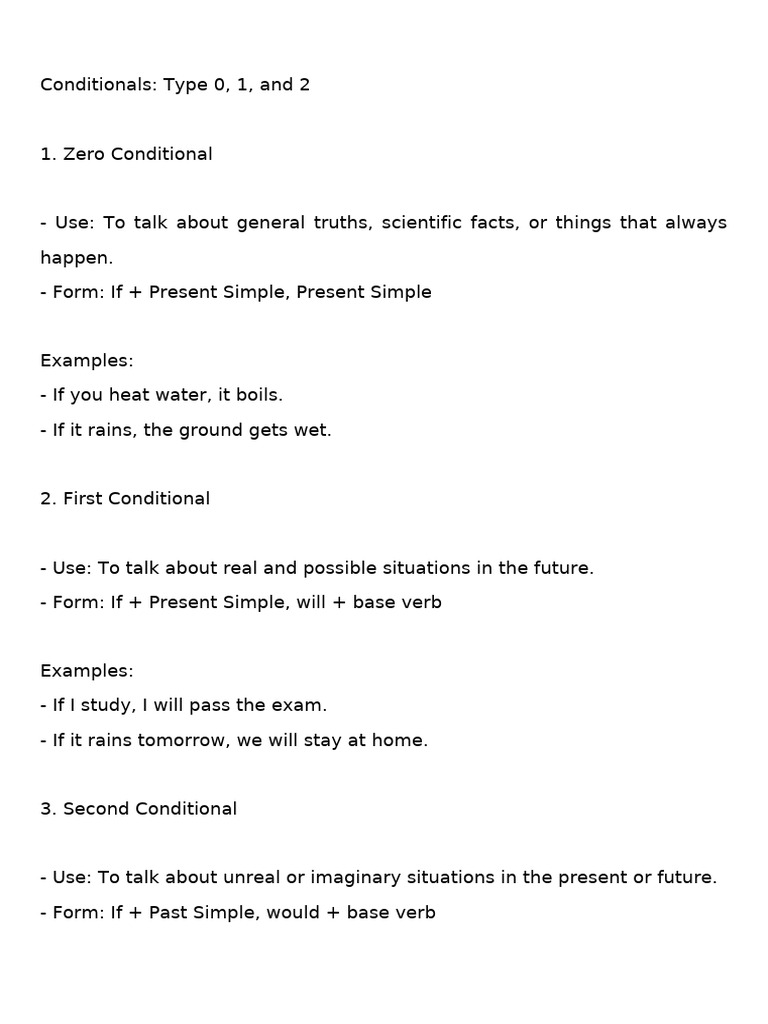 Conditionals 0 1 2 | PDF