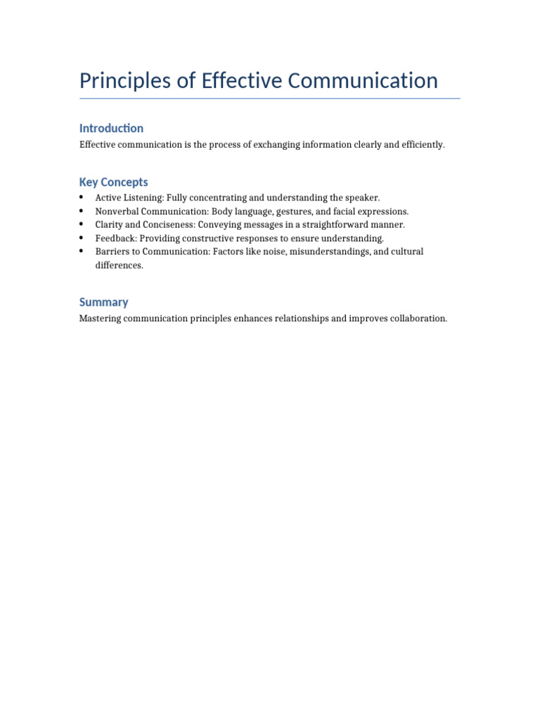 Principles of Effective Communication | PDF