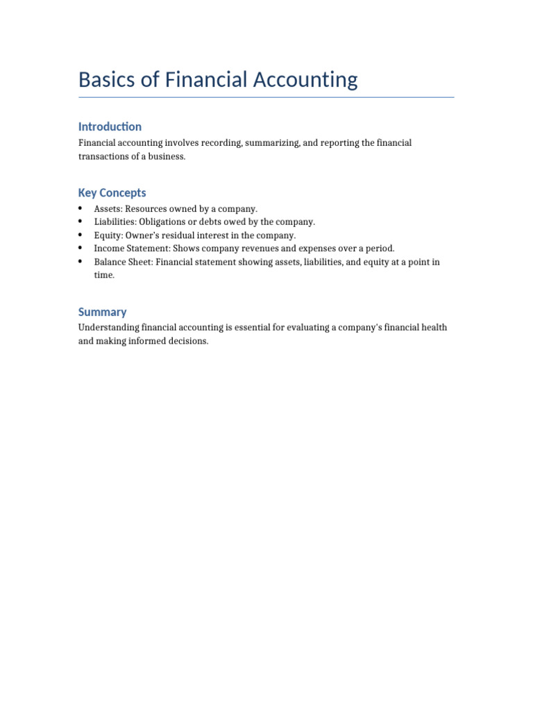 Basics of Financial Accounting | PDF