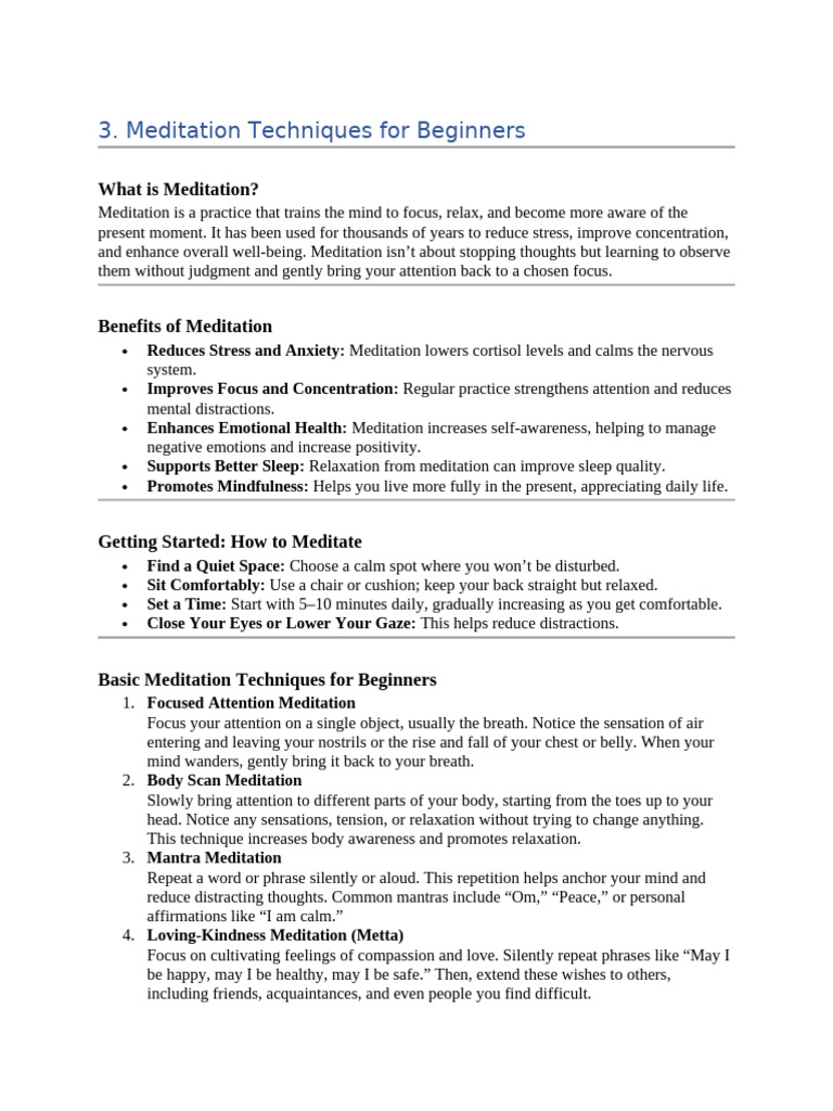 MEDITATION | PDF | Meditation | Relaxation (Psychology)