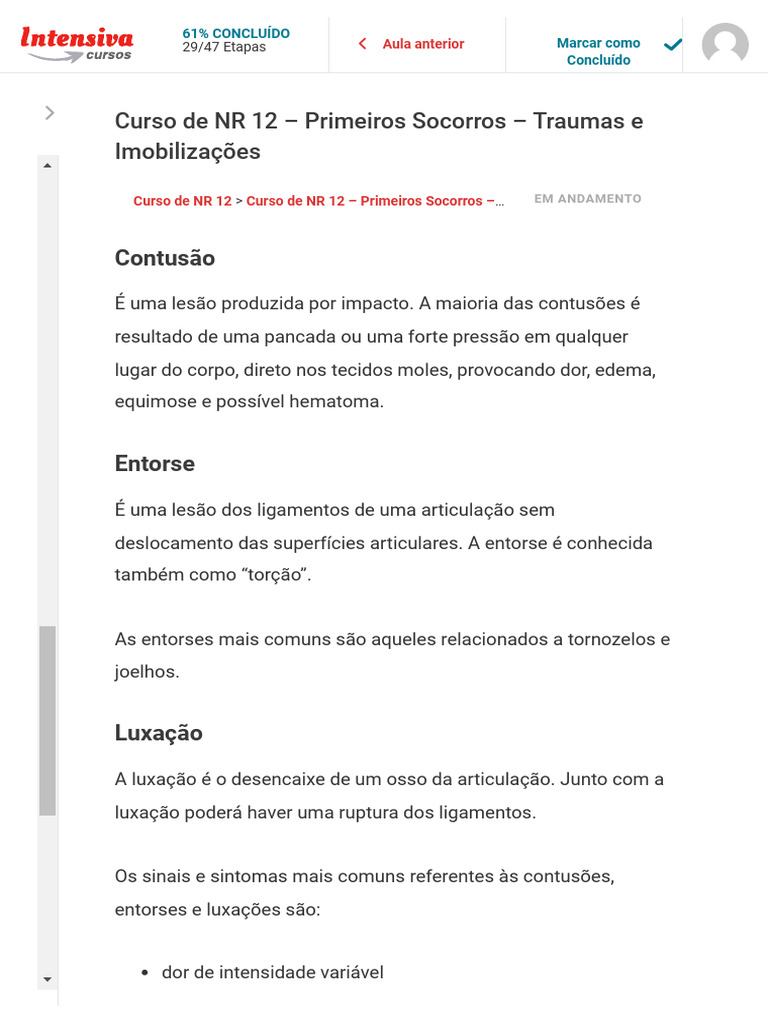 Primeiros Socorros: Contusões e Imobilizações | PDF | Primeiros ...