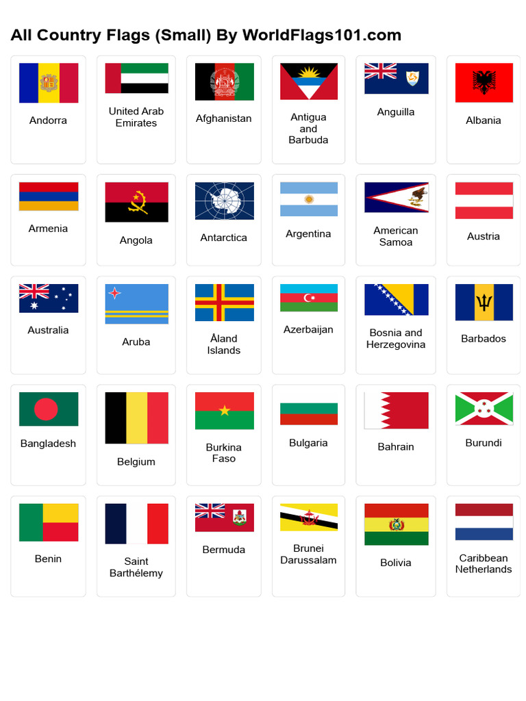 All Country Flags A4 Small Worldflags101 | PDF