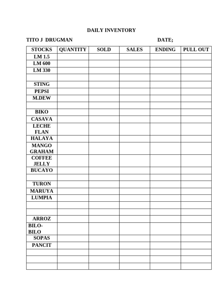 Daily Inventory Report | PDF