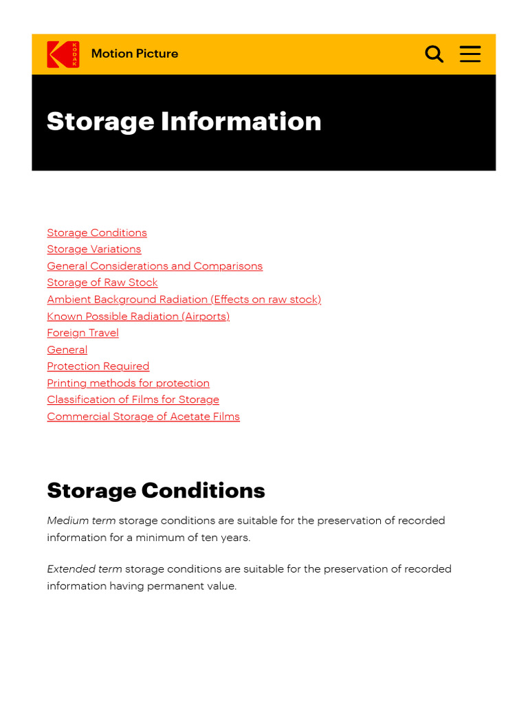Motion Picture Film Storage & Protection Information - Kodak | PDF ...