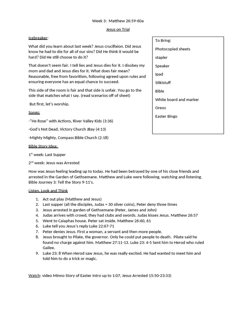 Jesus on Trial: Lesson Ideas | PDF | Jesus | Judas Iscariot