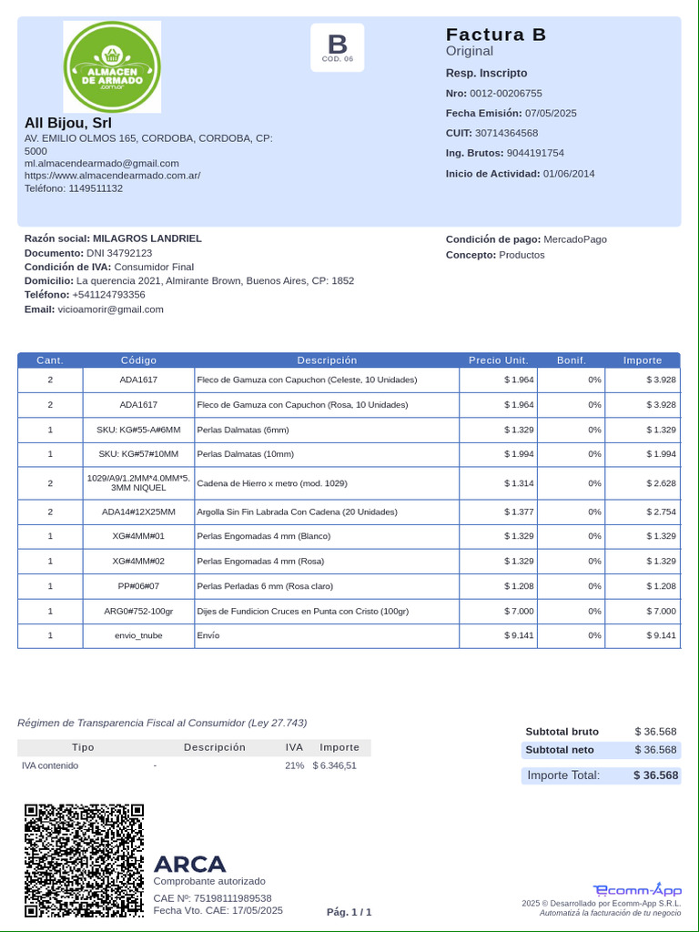 Envio de Comprobante | PDF