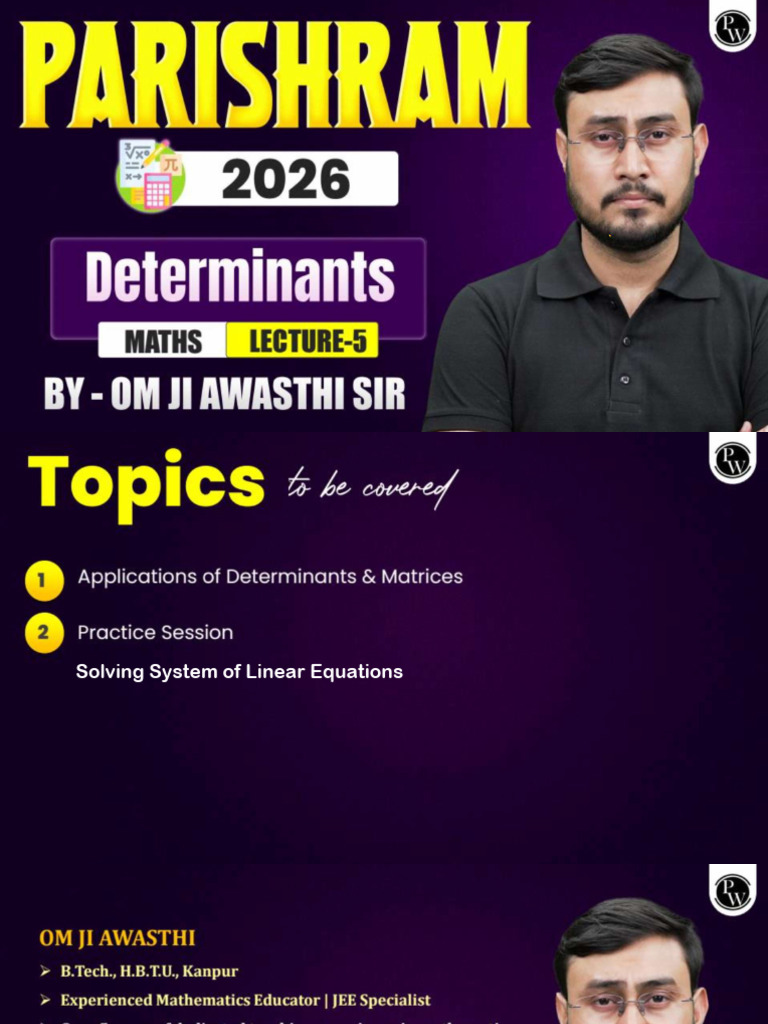 Determinants 05 Class Notes Parishram 2026 Pdf