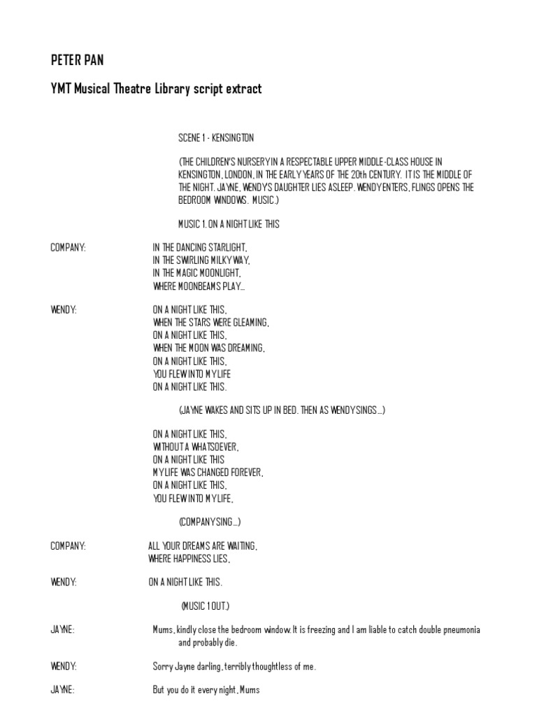 Peter Script | PDF | Wendy Darling | Neverland