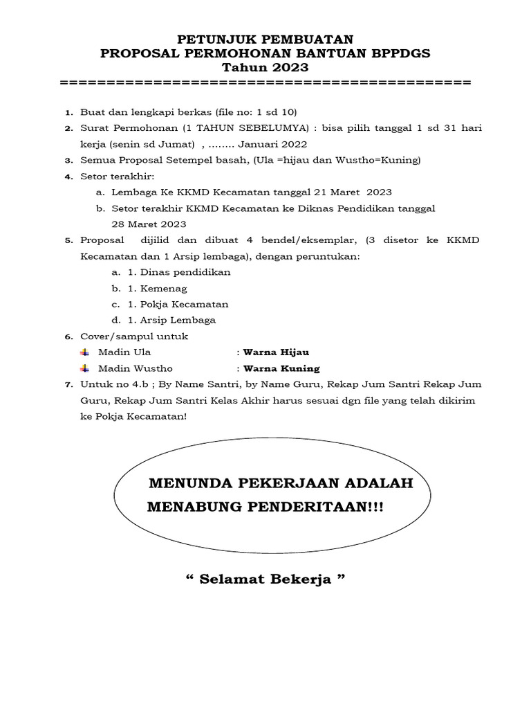 Petunjuk Proposal Bosda 2023 | PDF