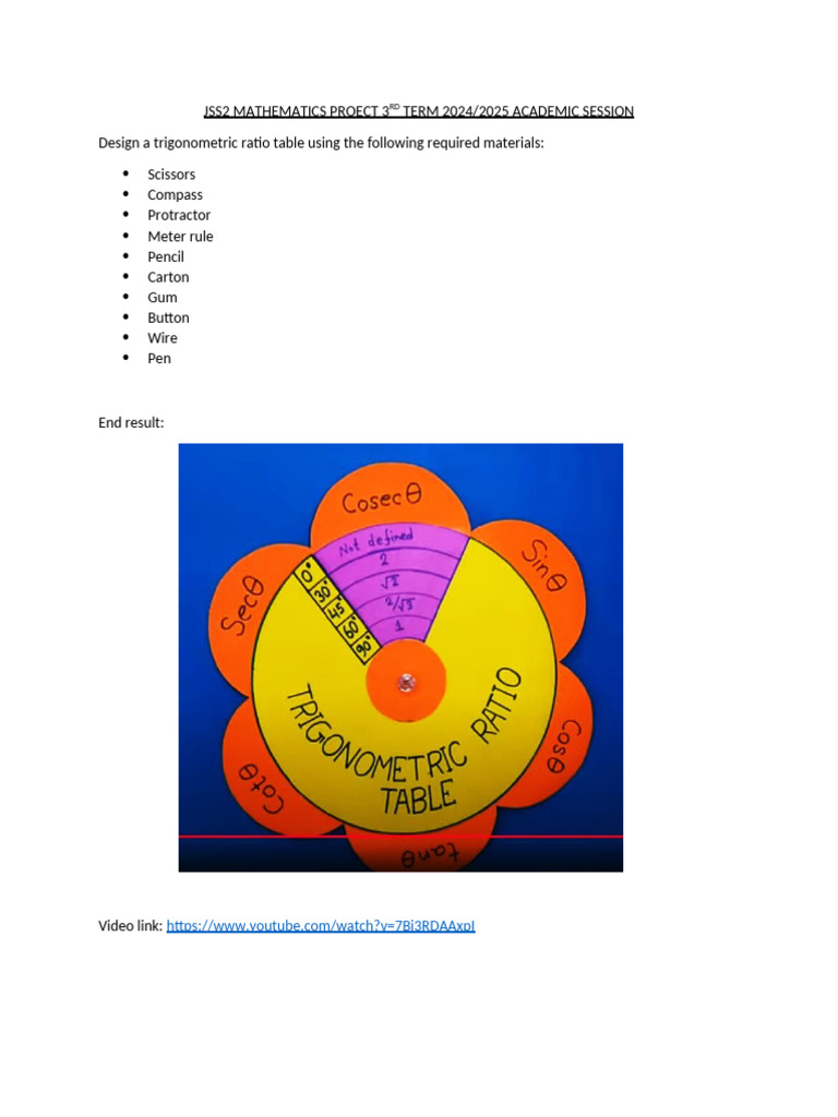 Jss2 Mathematics Proect 3rd Term 2025 | PDF
