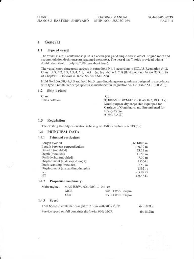 Container Ship Loading Manual JSS05C-039 | PDF | Ships | Shipping