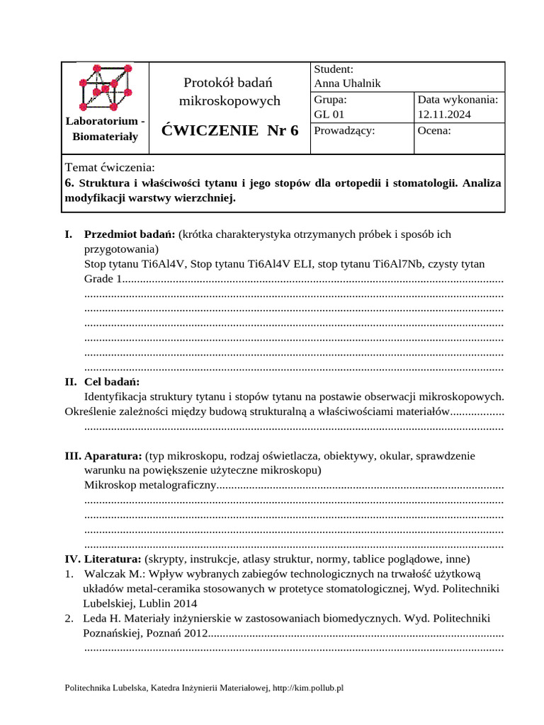 Sprawozdanie 6 | PDF