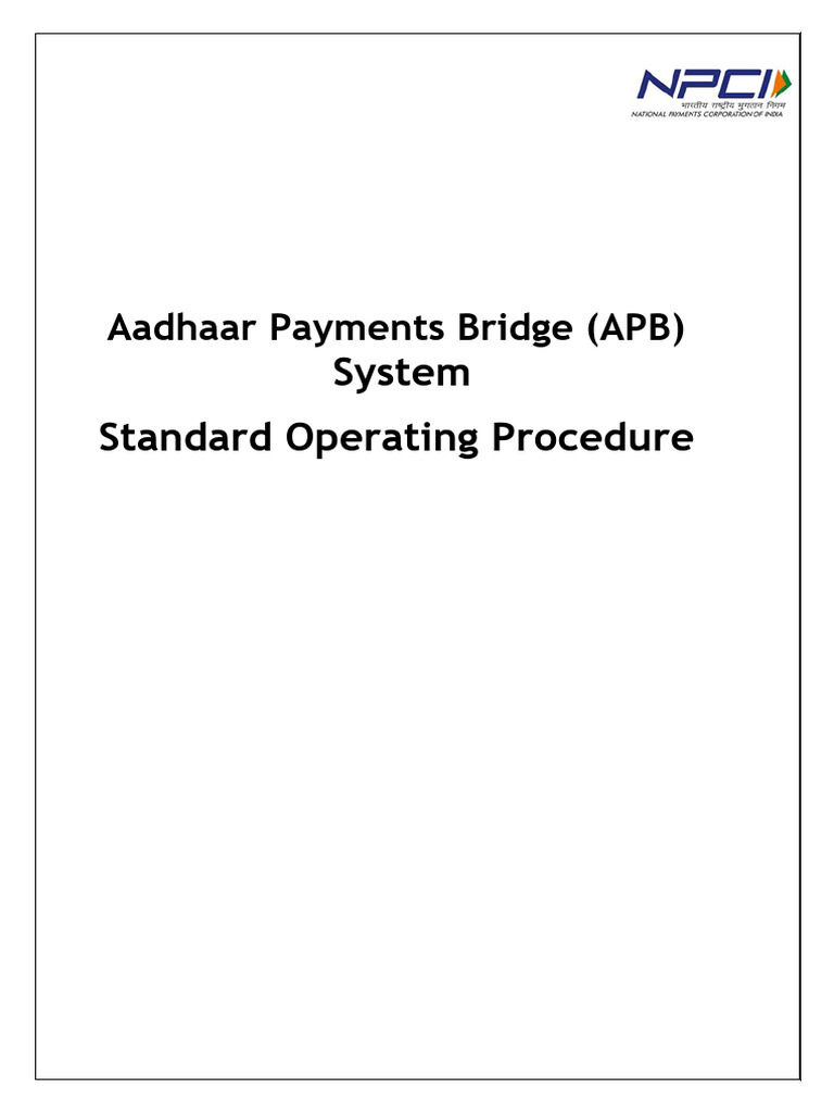 Aadhaar Payments Bridge (APB) System-SOP V3 0 1 (1) | PDF | Banks | Money