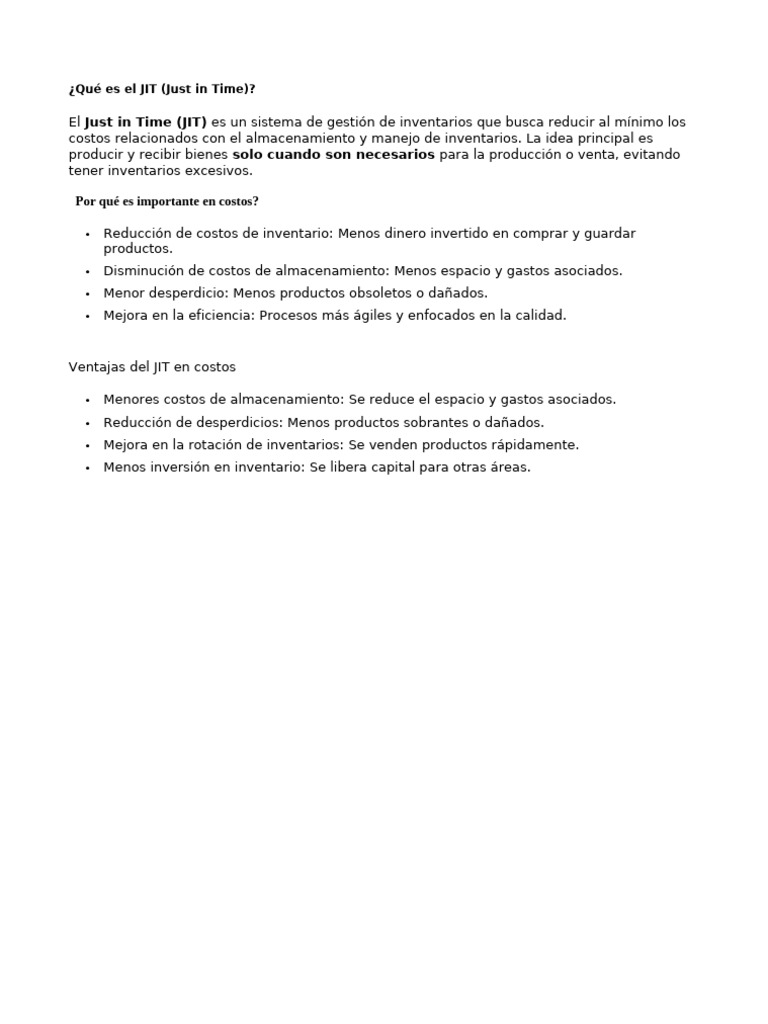 Qué Es El JIT | PDF