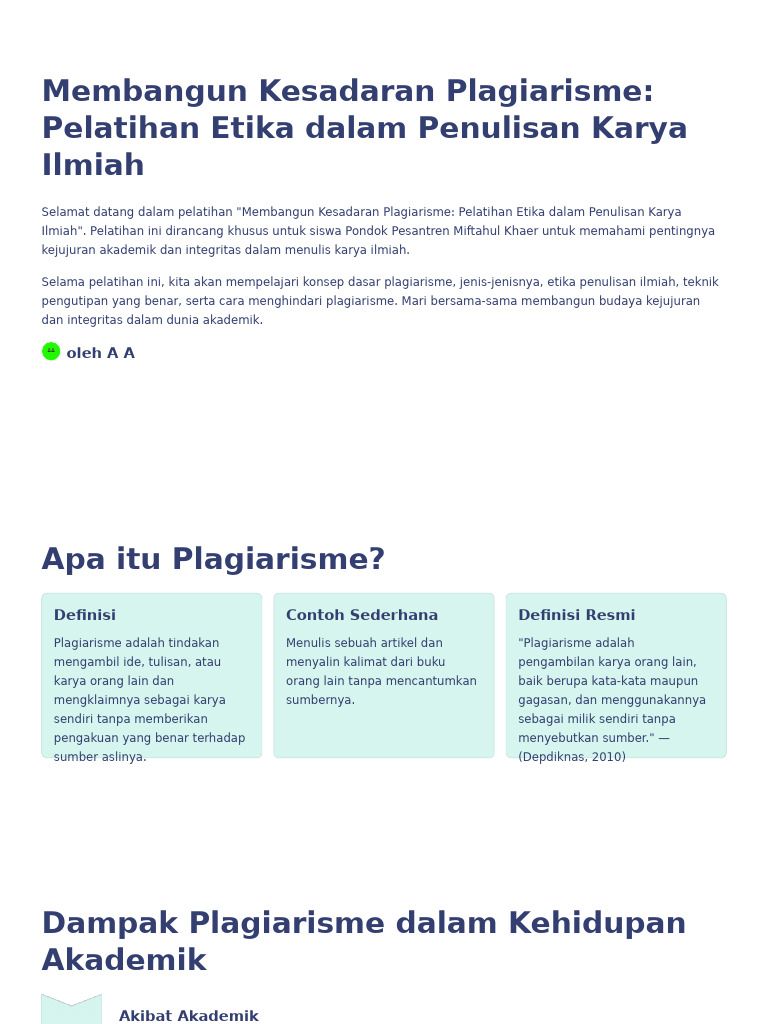PPT_Membangun-Kesadaran-Plagiarisme-Pelatihan-Etika-dalam-Penulisan-Karya-Ilmiah | PDF