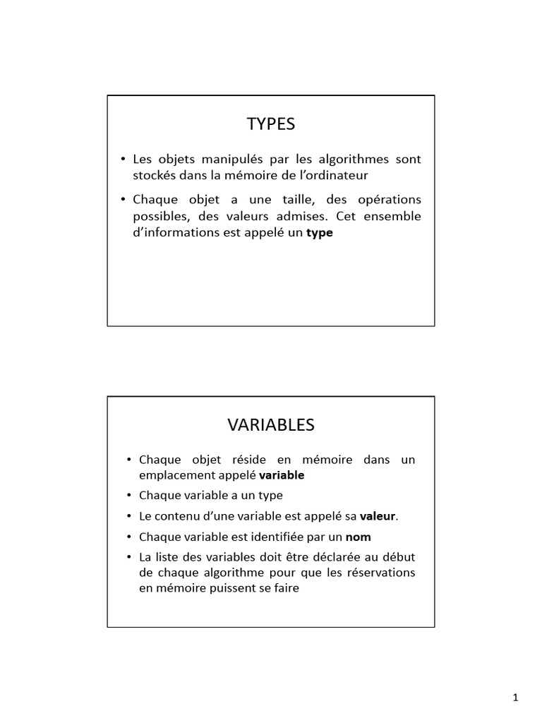 Types de Variables en Algorithme | PDF | Booléen | Langage de programmation