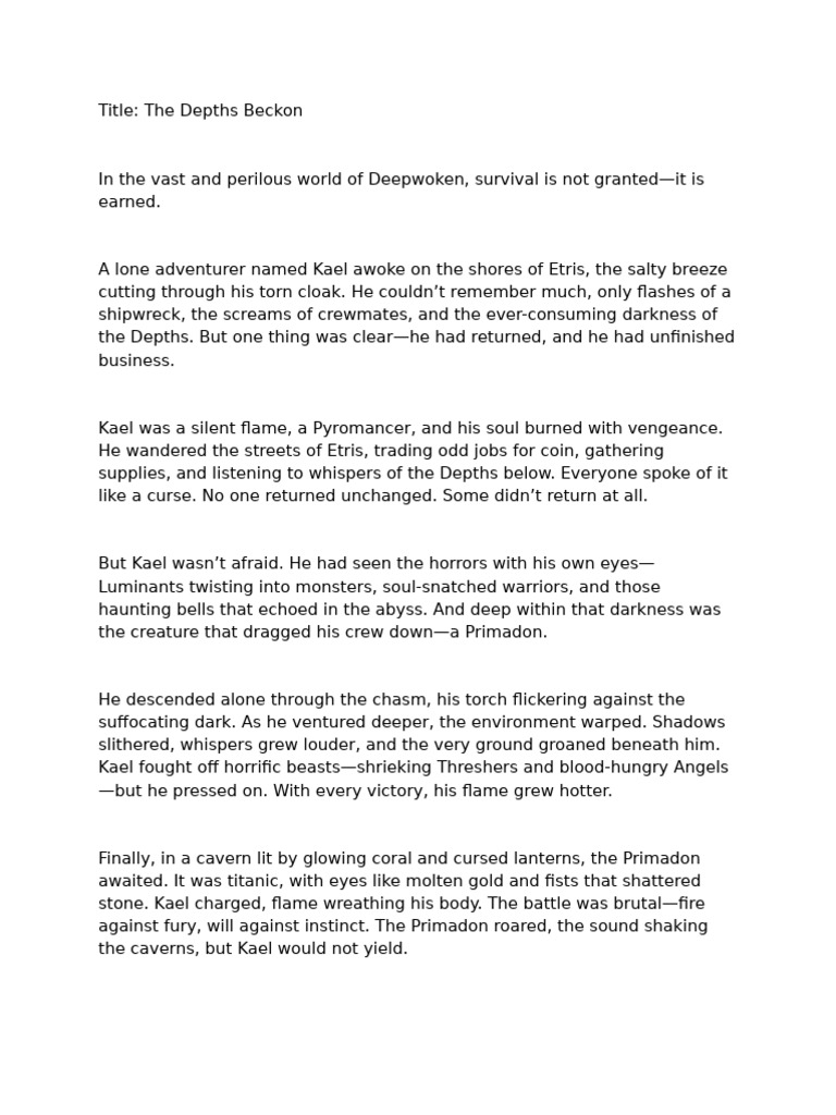 Deepwoken Story | PDF