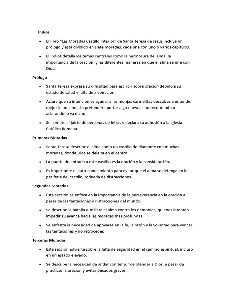 Las Siete Moradas de Santa Teresa | PDF | Teresa De Ávila | Alma