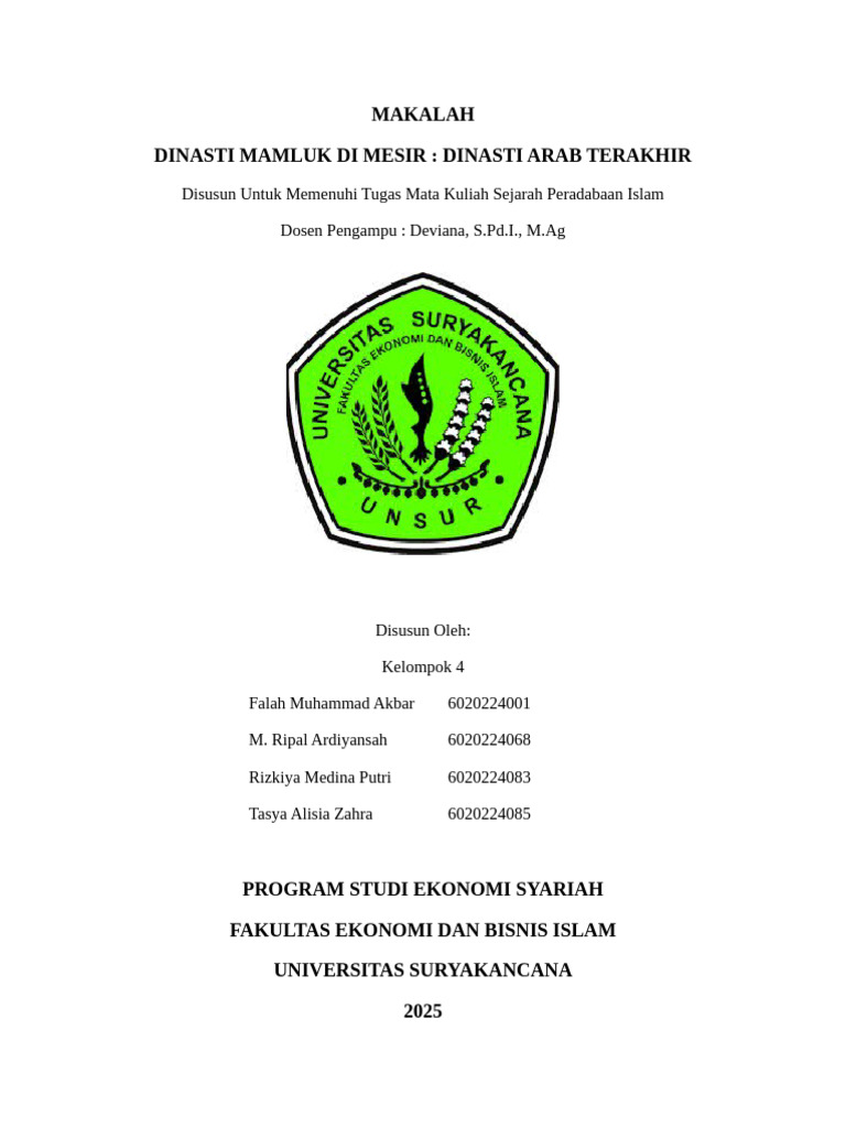 Dinasti Mamluk: Sejarah dan Peran di Mesir | PDF