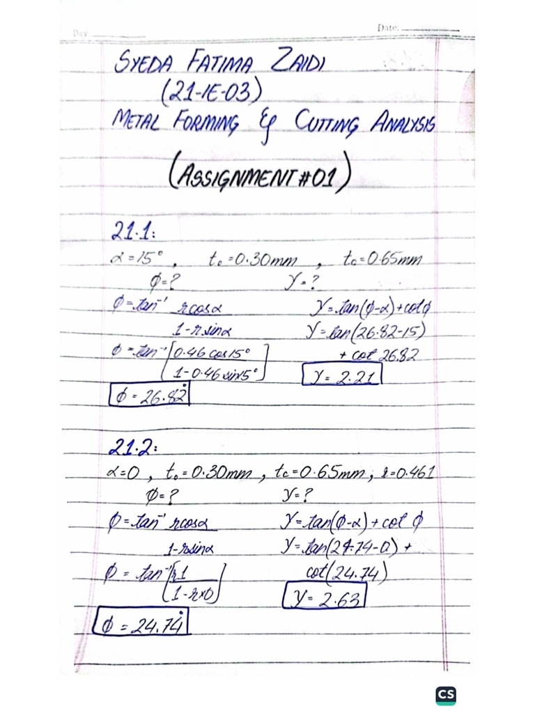 MFCA Assignment 1 | PDF