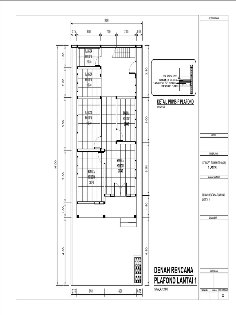 Denah Rencana Plafond Lantai 1: Rangka Hollow 20X40 | PDF