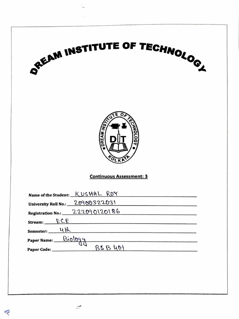 BS-B401 - Kushal Roy | PDF | Genetics