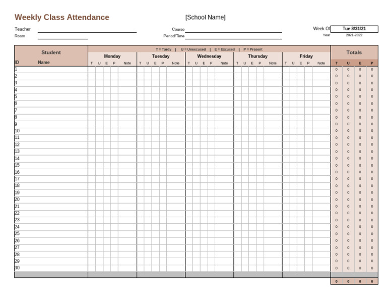 Weekly Class Attendance Tracking1 | PDF