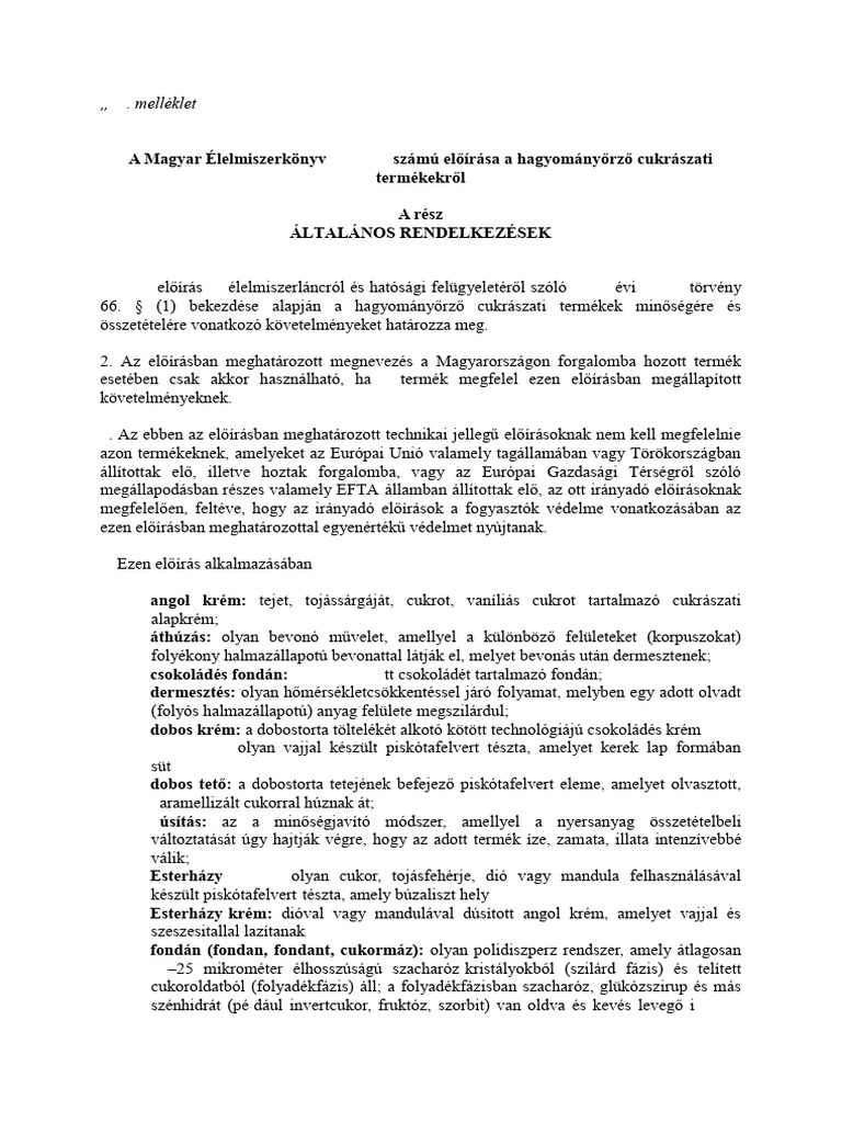 Melléklet A 152/2009. (XI. 12.) FVM Rendelethez | PDF