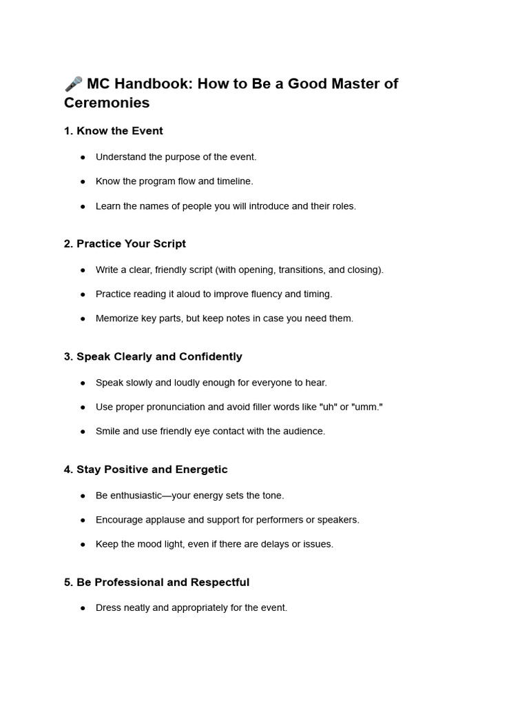 MC Handbook: Tips for Success | PDF