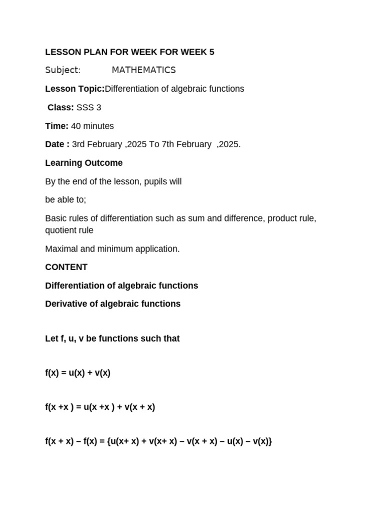 Math SSS 3 Week 5 2ND Term | PDF | Velocity | Acceleration