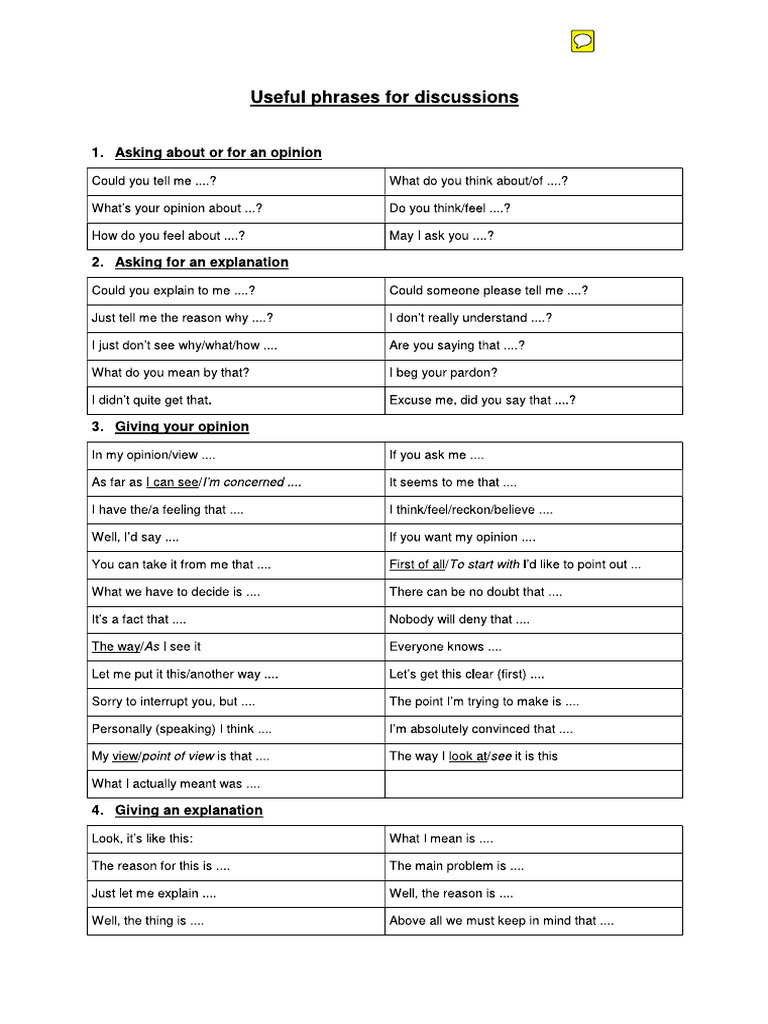 Useful Phrases For Discussion | PDF